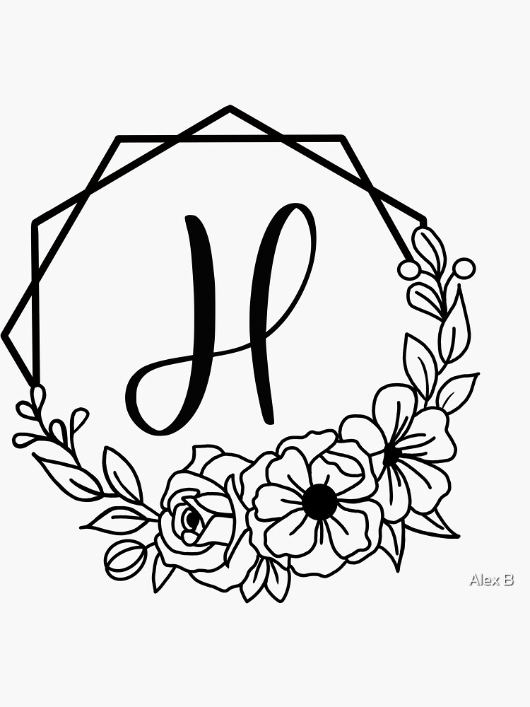 "H Monogram Circle Flowers" Sticker for Sale by Alex-Prints | Redbubble