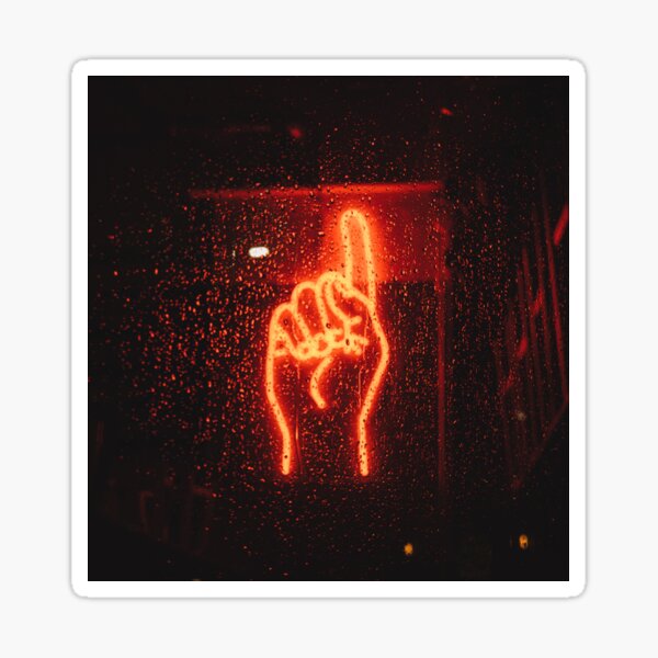 "Neon Lights Finger Pointing Up Design" Sticker for Sale by lilcerulean ...