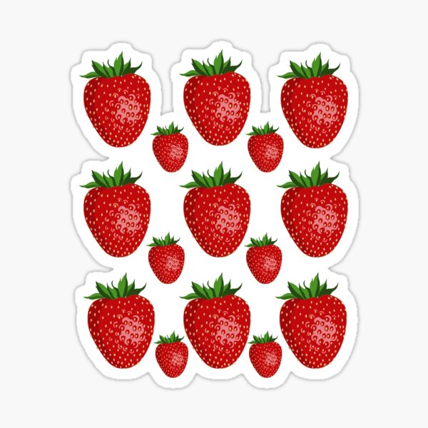"Lots of ripe, red, delicious strawberries." Sticker by artsymall ...