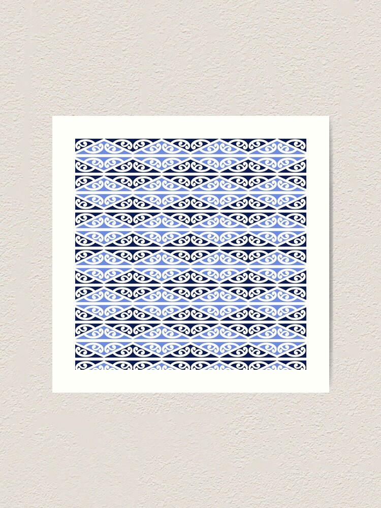 "Kowhaiwhai Pattern, Koru, Version 2 Blue, Large" Art Print for Sale by ...