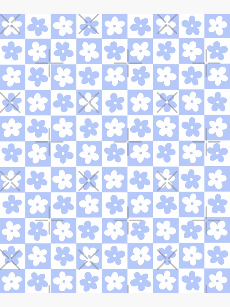 "Periwinkle and White Checkered Squares with Flowers" Sticker by ...