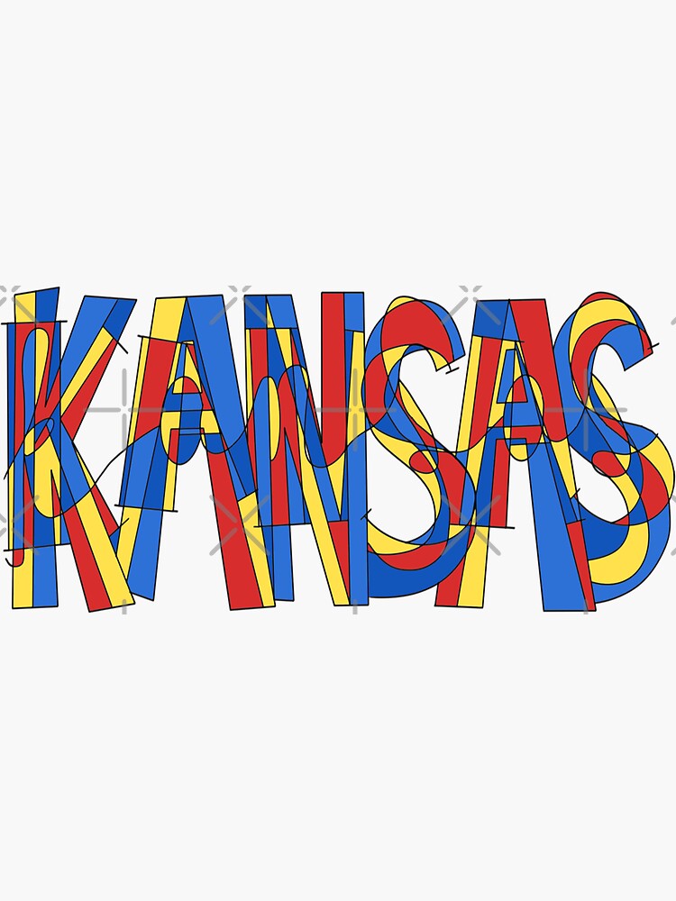 "Red, Blue, and Yellow Kansas Word Doodle" Sticker for Sale by klaireep ...