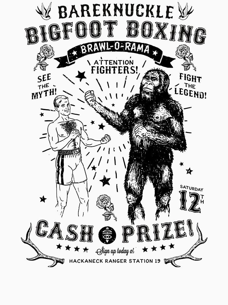 "Bigfoot Boxing BLACK – Ranger Stranger" T-shirt by Funculus | Redbubble