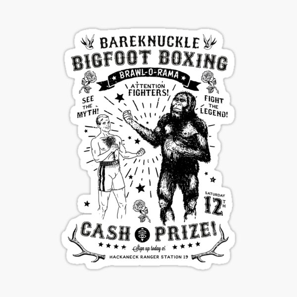 "Bigfoot Boxing BLACK – Ranger Stranger" Sticker for Sale by Funculus ...