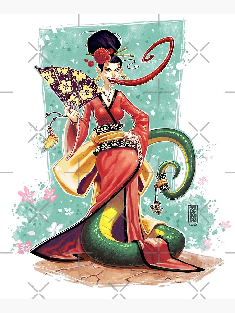 "Japanese Yokai Snake Woman" Poster by RoloMallada | Redbubble