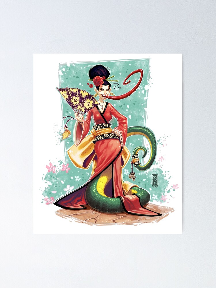 "Japanese Yokai Snake Woman" Poster by RoloMallada | Redbubble