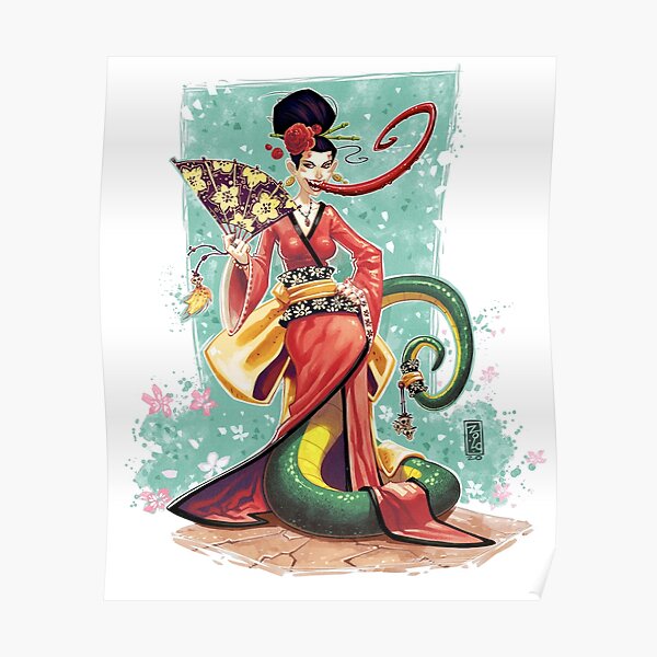 "Japanese Yokai Snake Woman" Poster by RoloMallada | Redbubble