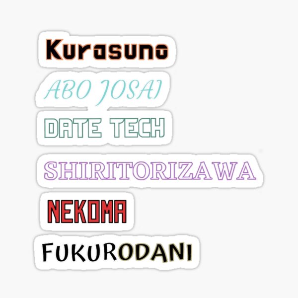 "Haikyuu team names " Sticker by MysteriousL | Redbubble