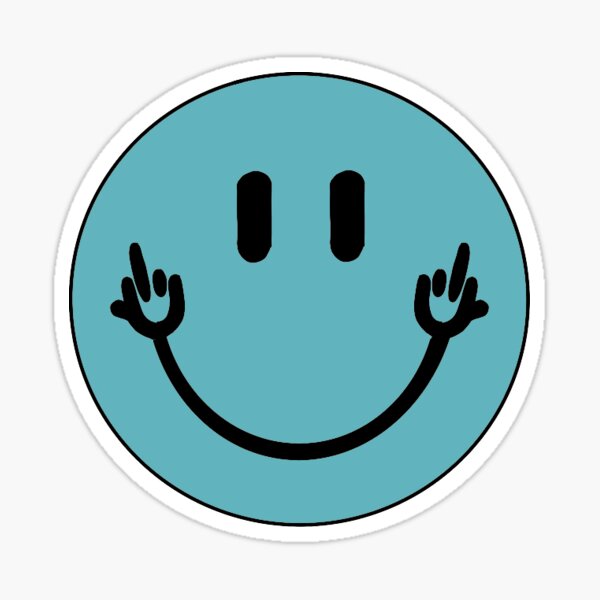 Blue Middle Finger Smile Sticker For Sale By Trendyvibezzzzz Redbubble
