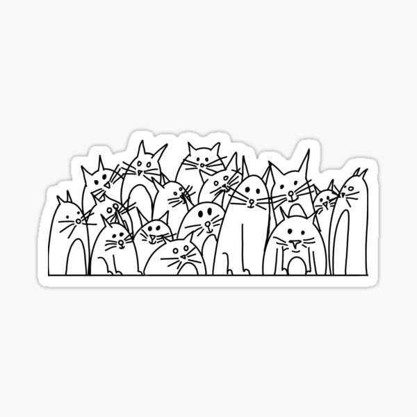 "Multiple simplified cat outline " Sticker by PaintingsByKF | Redbubble