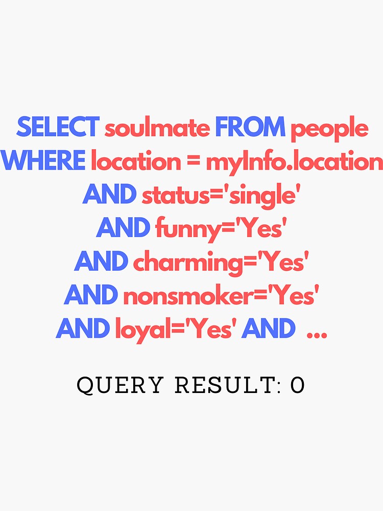 "Soulmate Criteria Funny Query " Sticker by Crafty-Mornings | Redbubble