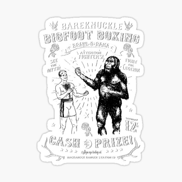 "Bigfoot Boxing BLACK – Ranger Stranger" Sticker for Sale by Funculus ...