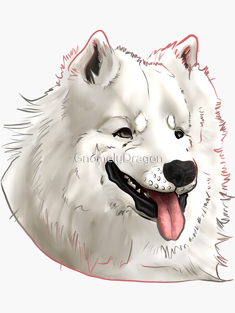 "Samoyed, cute fluffy dog bust" Sticker for Sale by GnomelyDragon ...
