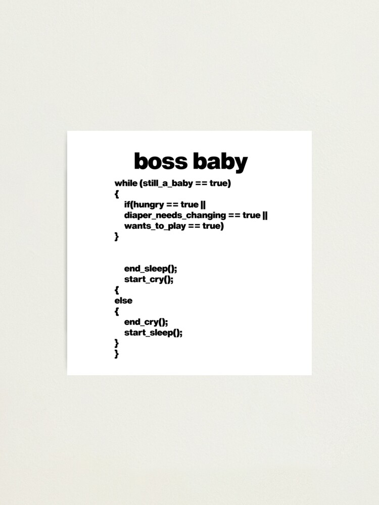 Impression photo « Funny Boss Baby Coding Programmer Citation de génie ...