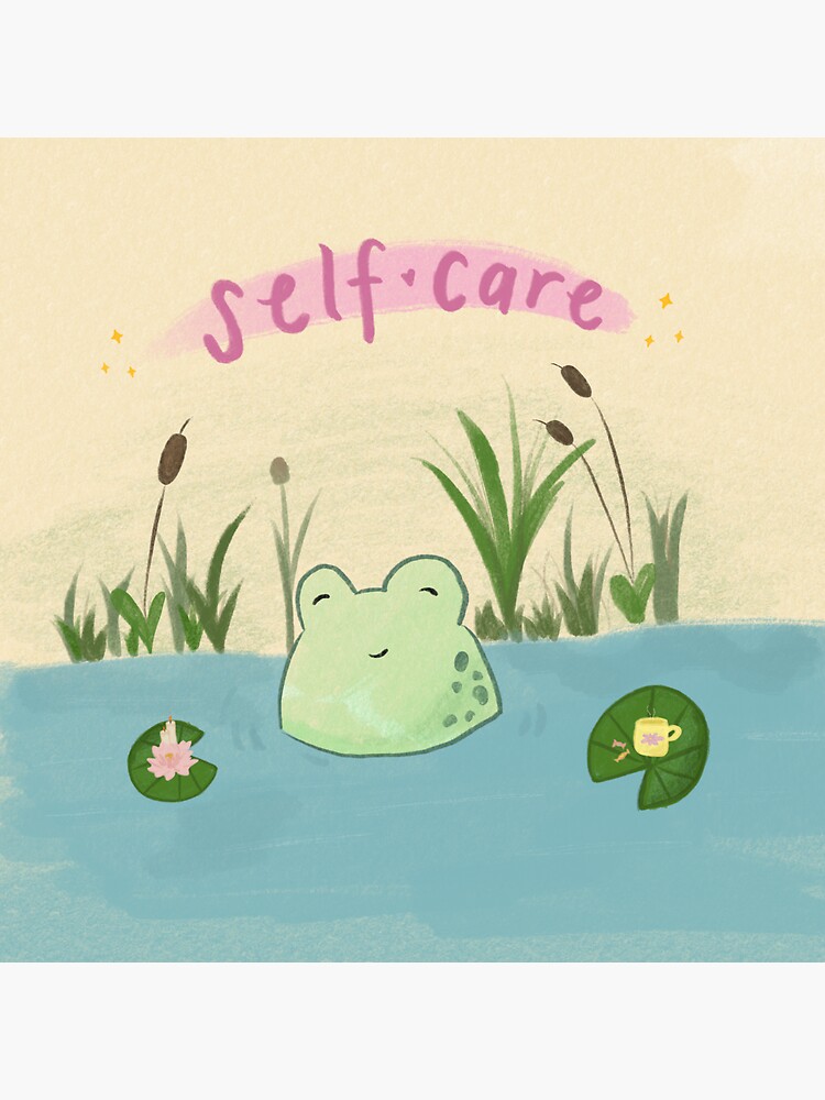 "Wholesome Happy Frog - Cute Self Care Reminder " Sticker for Sale by ...