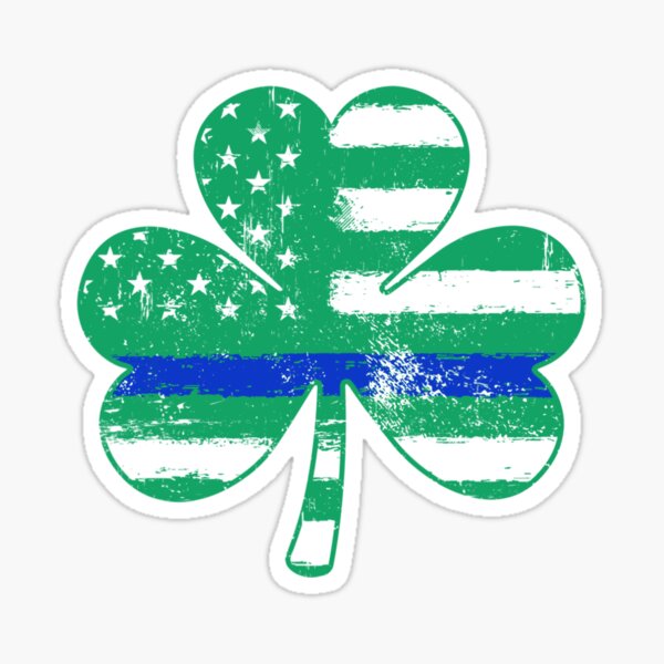 "Thin Blue Line Irish Shamrock Police USA American Flag" Sticker for ...
