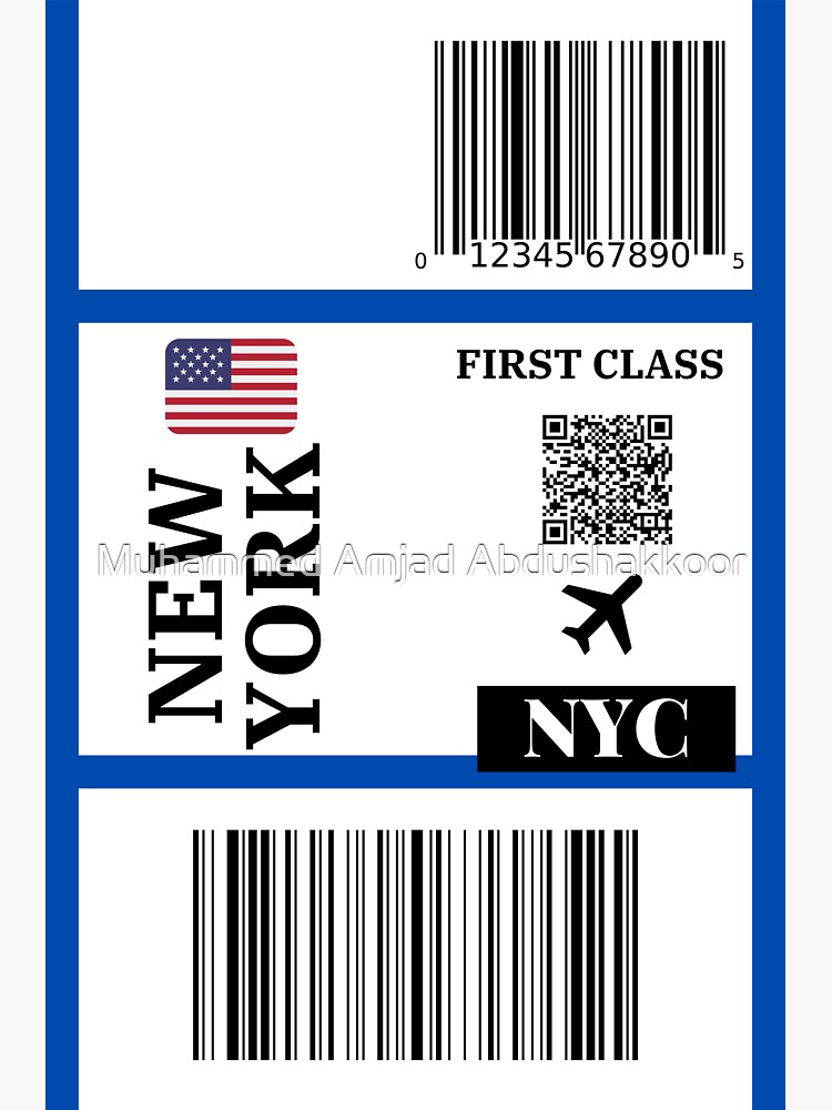 "New York First class Ticket" Sticker by AmjadMA5 | Redbubble