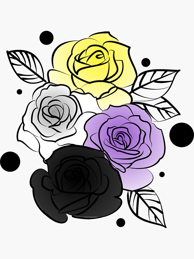 "NonBinary Pride Flag Roses Floral Flowers Subtle Pride LGBT" Sticker ...