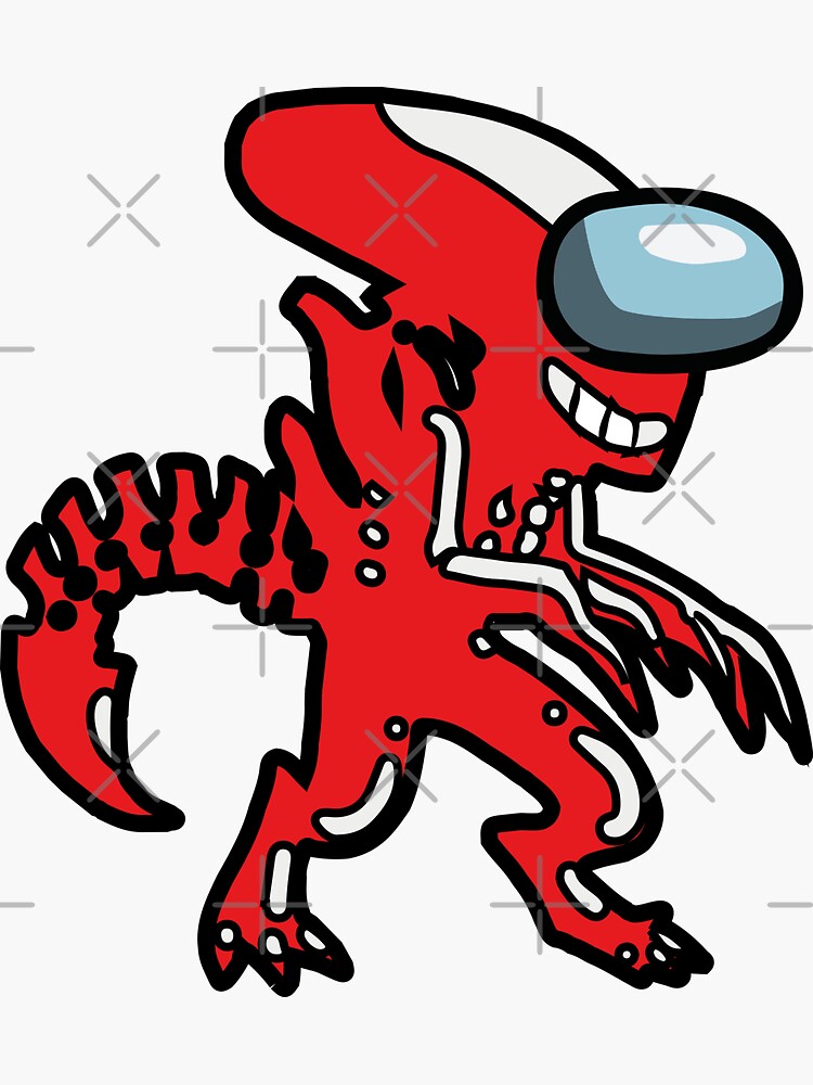 "Alien Among Us Red Compilation" Sticker for Sale by Polox | Redbubble