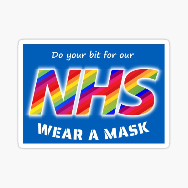 "NHS Face Mask - Do Your Bit - Wear a mask - Rainbow, Blue, White ...
