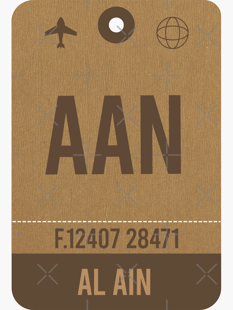 "Al Ain Airport Code, Airport Vintage Luggage Tag" Sticker for Sale by ...