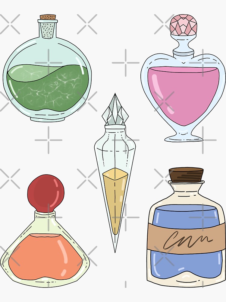 "Set of Magic Potions" Sticker for Sale by MadDDesign | Redbubble
