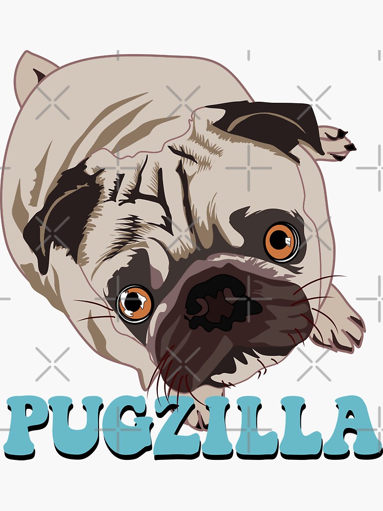 "Pugzilla Cute" Sticker by jiromie | Redbubble