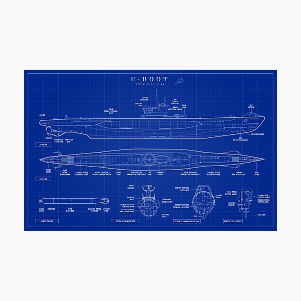 Lámina fotográfica «Das Boot: U-Boot Type VIIC (U-96) Blueprint» de ...