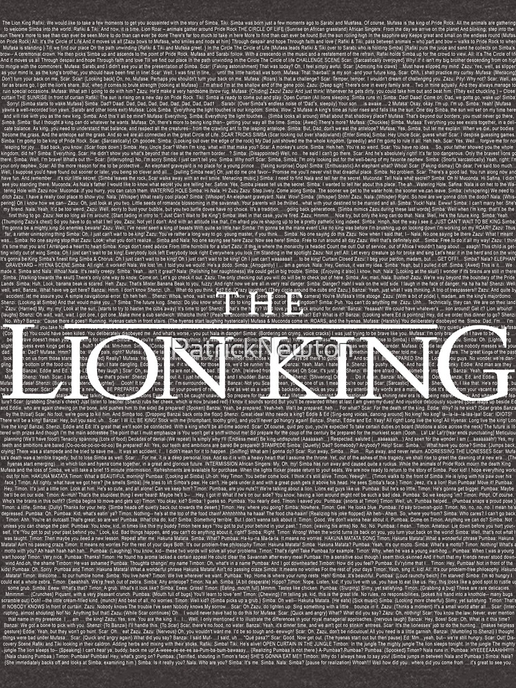 "Lion king script" T-shirt for Sale by PatrickNewton | Redbubble | lion ...