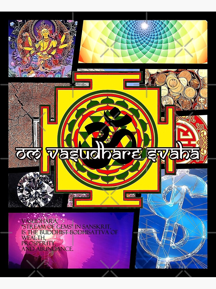 "Money Wealth Prosperity Sanskrit Mantra. OM Vasudhare Svaha" Poster by ...
