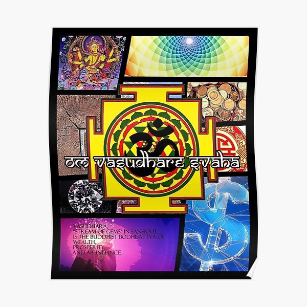 "Money Wealth Prosperity Sanskrit Mantra. OM Vasudhare Svaha" Poster by ...