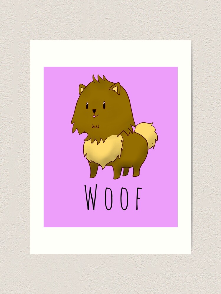 "Woof - Cute Cartoon Dog Drawing Funny Print" Art Print for Sale by ...