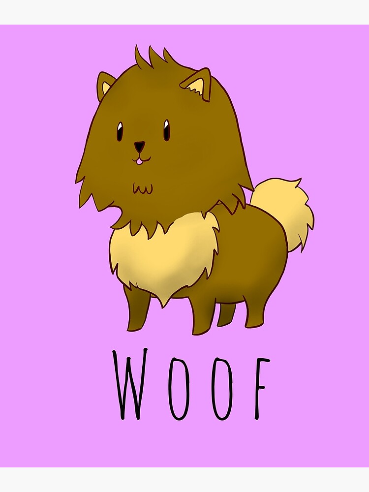 "Woof - Cute Cartoon Dog Drawing Funny Print" Art Print for Sale by ...