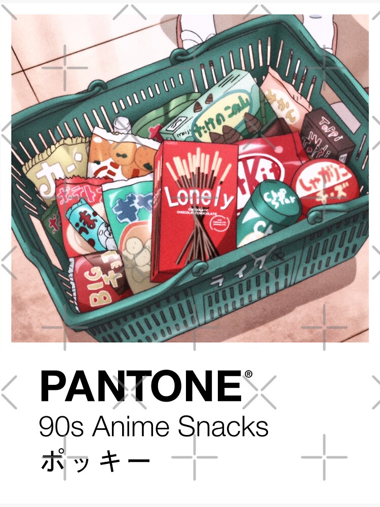 "90s Anime Snacks Konbini Tidbits Japanese Aesthetics Pocky" Sticker by ...