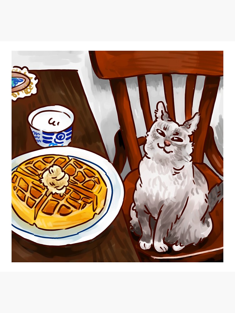 "Happy Waffle Cat" Sticker for Sale by Ramenoodlehead | Redbubble