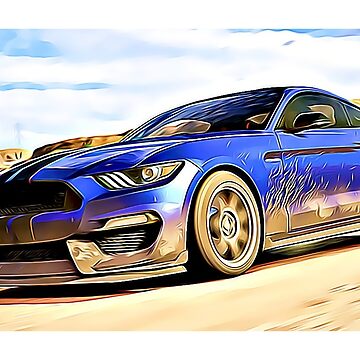"Mustang GT500 Cartoon Drawing Action Print" Poster for Sale by Auto ...