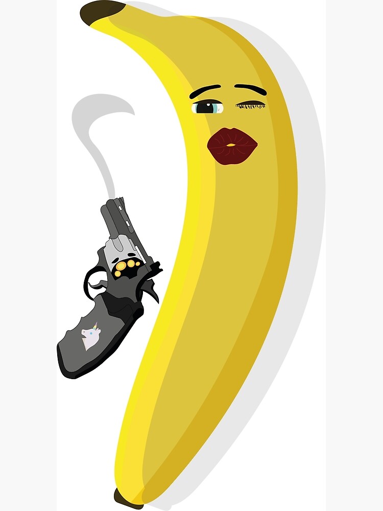 "Naughty funny cute banana with gun" Poster for Sale by Lazui | Redbubble