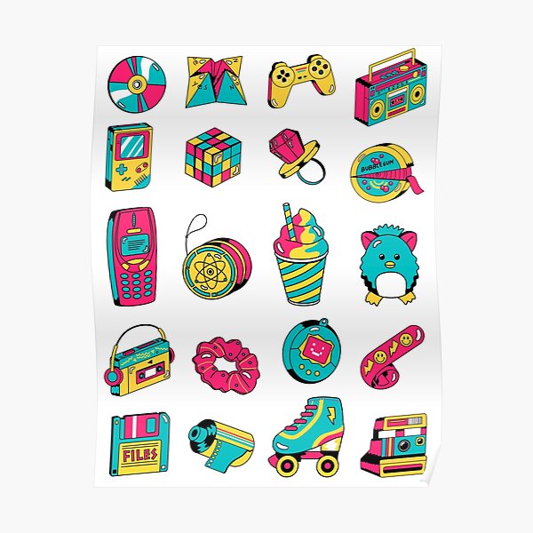 "90s Iconic Items" Poster by junevoorhees | Redbubble