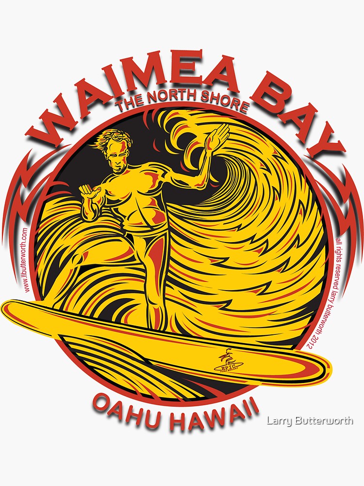 "WAIMEA BAY" Sticker by theoatman | Redbubble