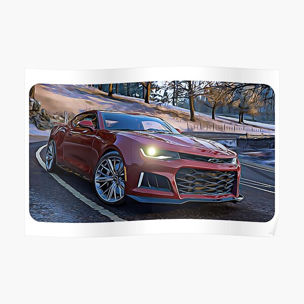 "Camaro ZL1 Cartoon Drawing Action Print" Poster by Auto-Prints | Redbubble