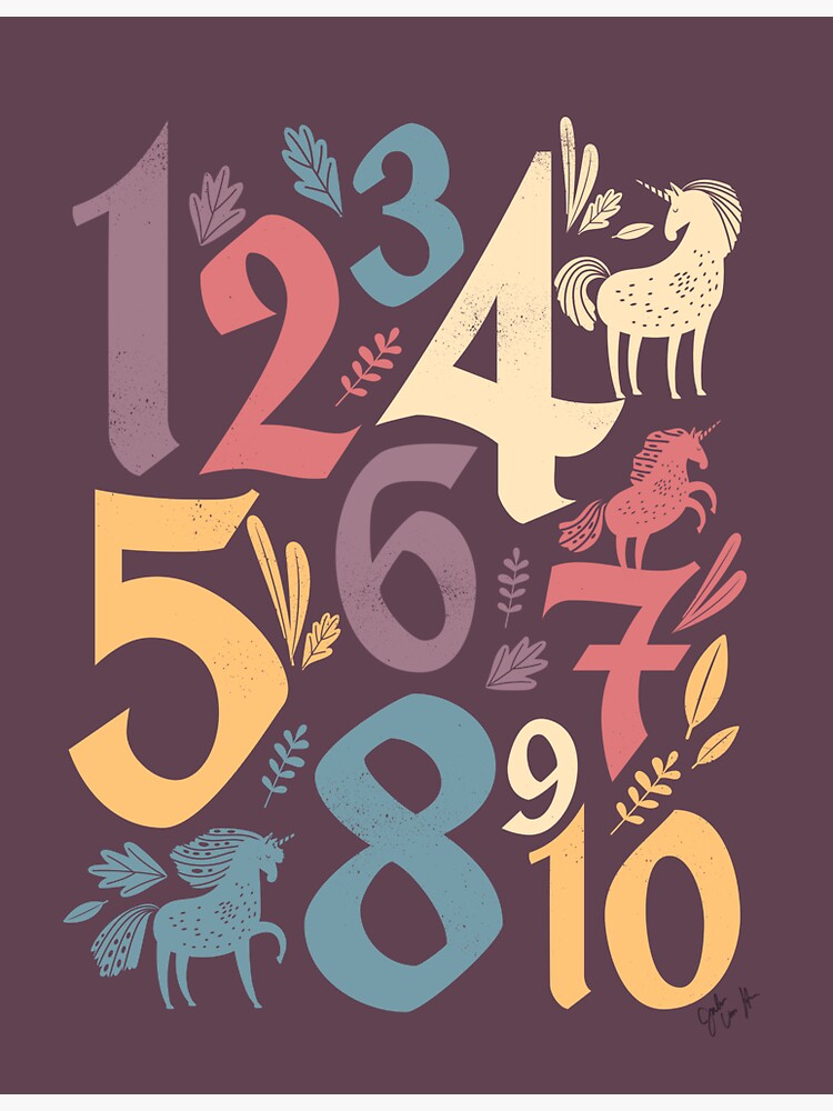 Pegatina «Tabla de números de cuento de hadas vintage para guardería o ...