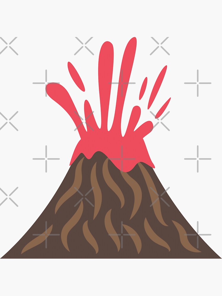Pegatina «Emoji Volcán Erupción Lava roja Erupción Emoticonos calientes ...