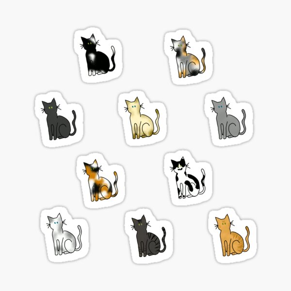 "Sitting Kittens Sticker Pack" Sticker for Sale by hanstrickland99 ...
