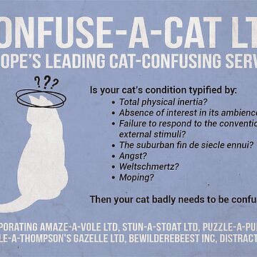 "Monty Python's Confuse-A-Cat Ltd" Sticker for Sale by gemmawood ...