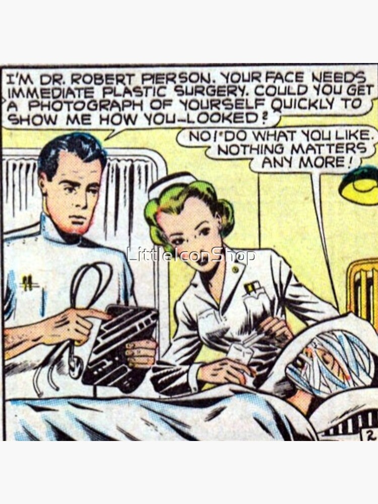 "Plastic Surgery Comic Page" Sticker for Sale by LittleIconShop | Redbubble