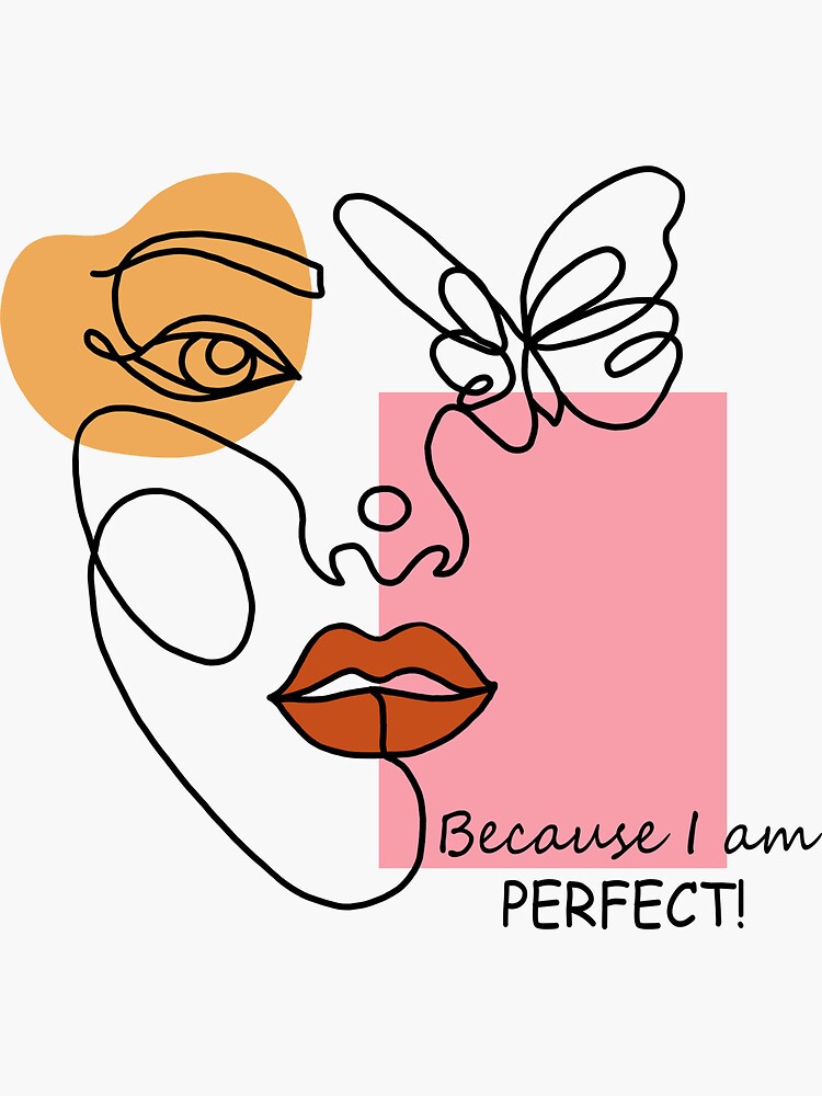 "Because I am perfect line art" Sticker for Sale by omarzakria | Redbubble