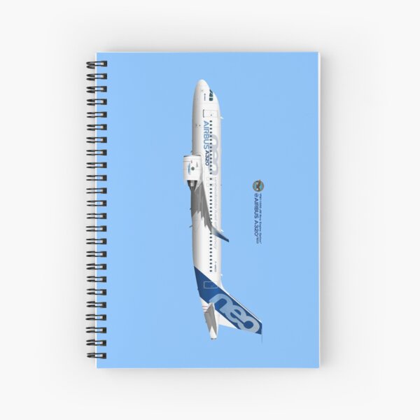 "Illustration of Airbus A320 NEO F-WNEO - Blue Version" Spiral Notebook ...