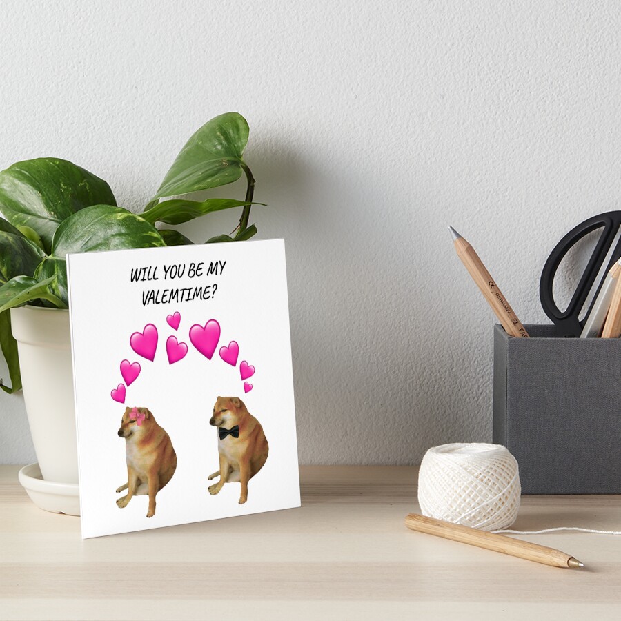 Lámina rígida «¿Serás mis Cheems de San Valentín?» de SciathDe | Redbubble