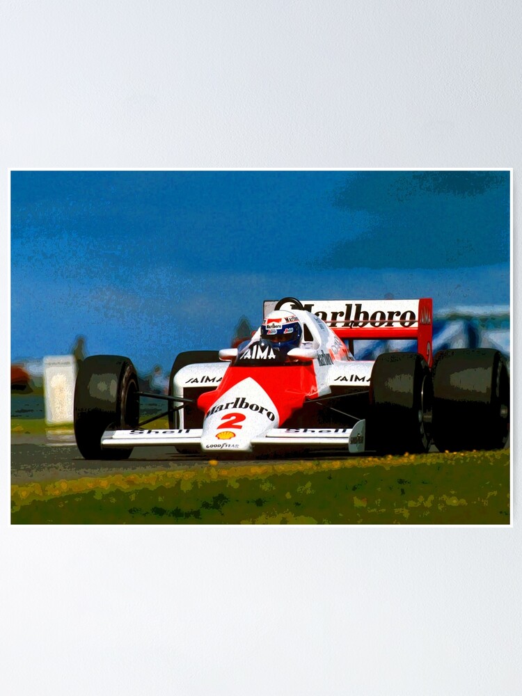 "Alain Prost racing the MP4-2B at the 1985 Great Brittain Grand Prix ...