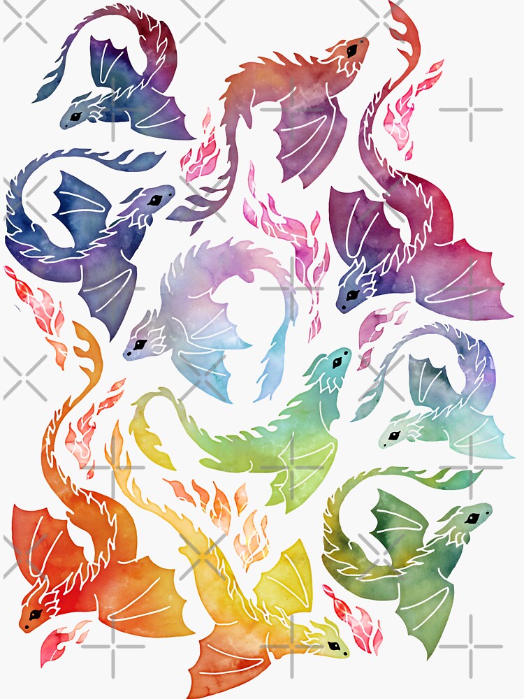"Dragon fire rainbow" Sticker for Sale by adenaJ | Redbubble